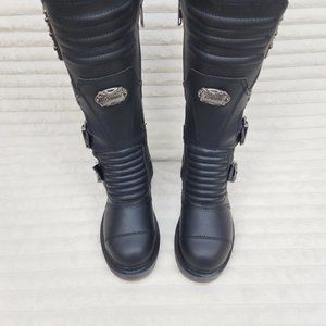 Demonia | Shoes | Combat Biker Boots Black Matte Lightning Bolt Tread ...